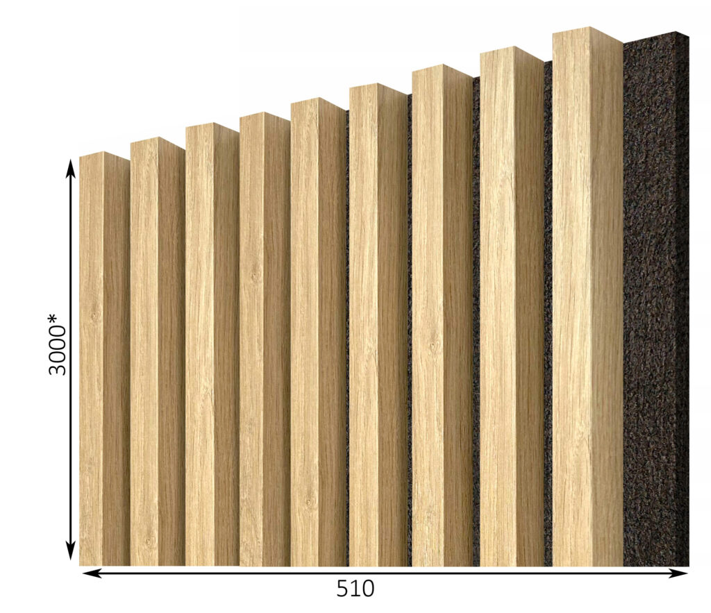 Lamele ścienne dekoracyjne 3-metrowe na filcu jasny dąb - E-lamele